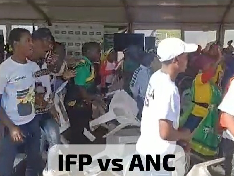 CHAIRS FLY AS IFP AND ANC SUPPORTERS LOCK HORNS | Scrolla.Africa